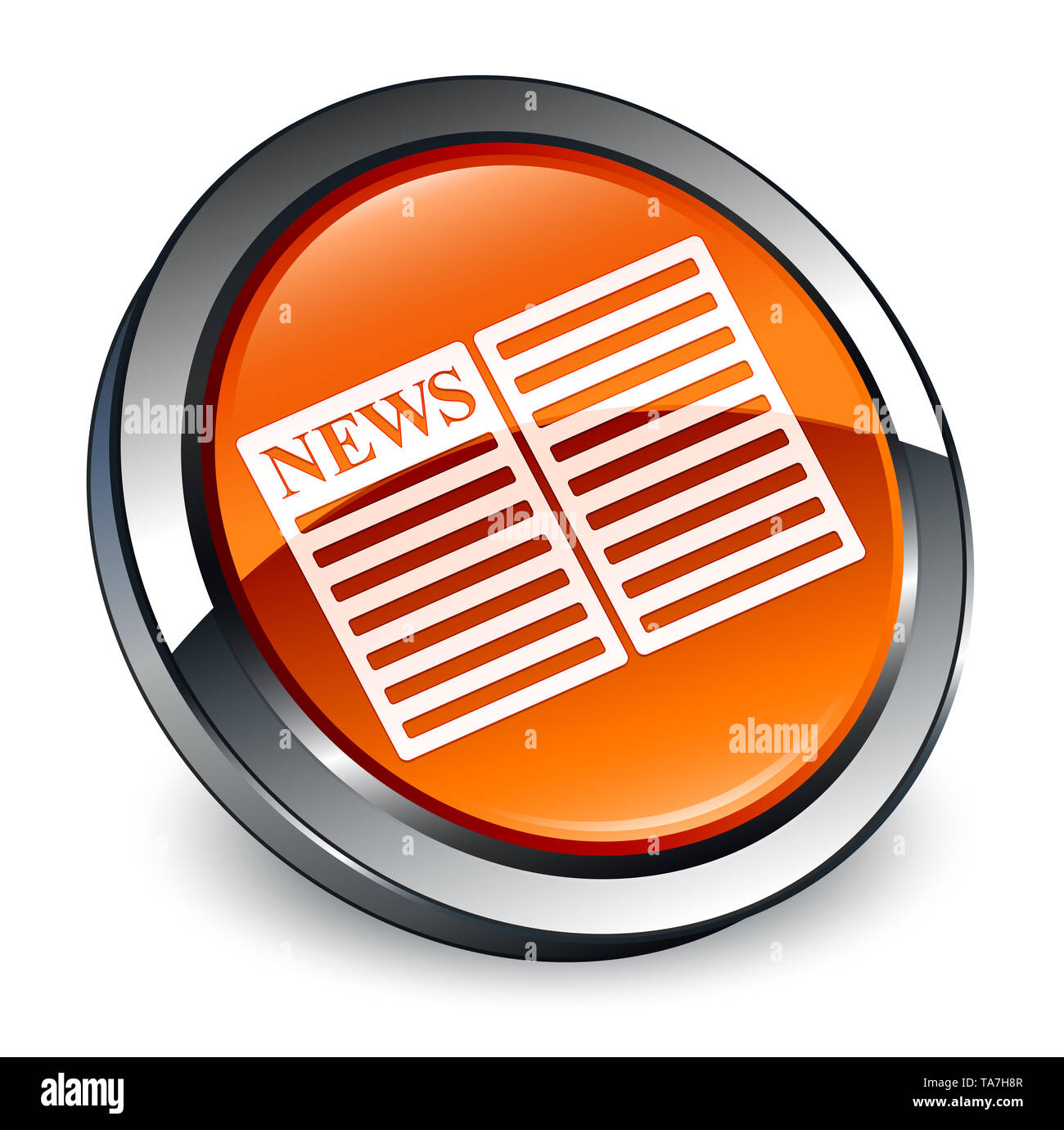 Newspaper icon isolated on 3d brown round button abstract illustration ...