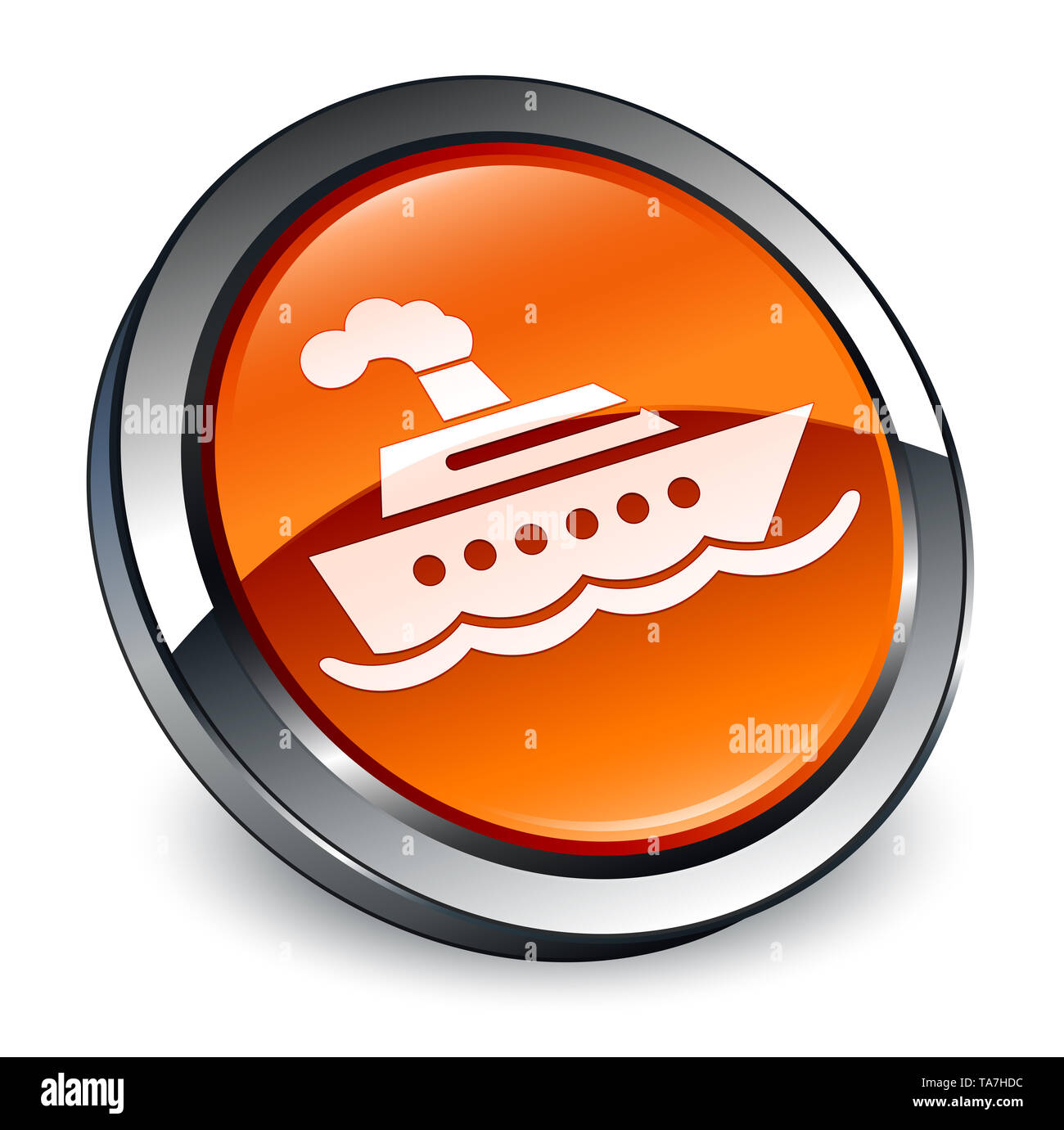 Cruise ship icon isolated on 3d brown round button abstract ...
