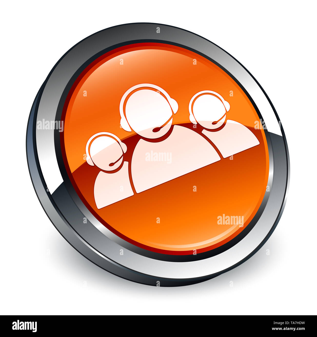 Customer care team icon isolated on 3d brown round button abstract ...