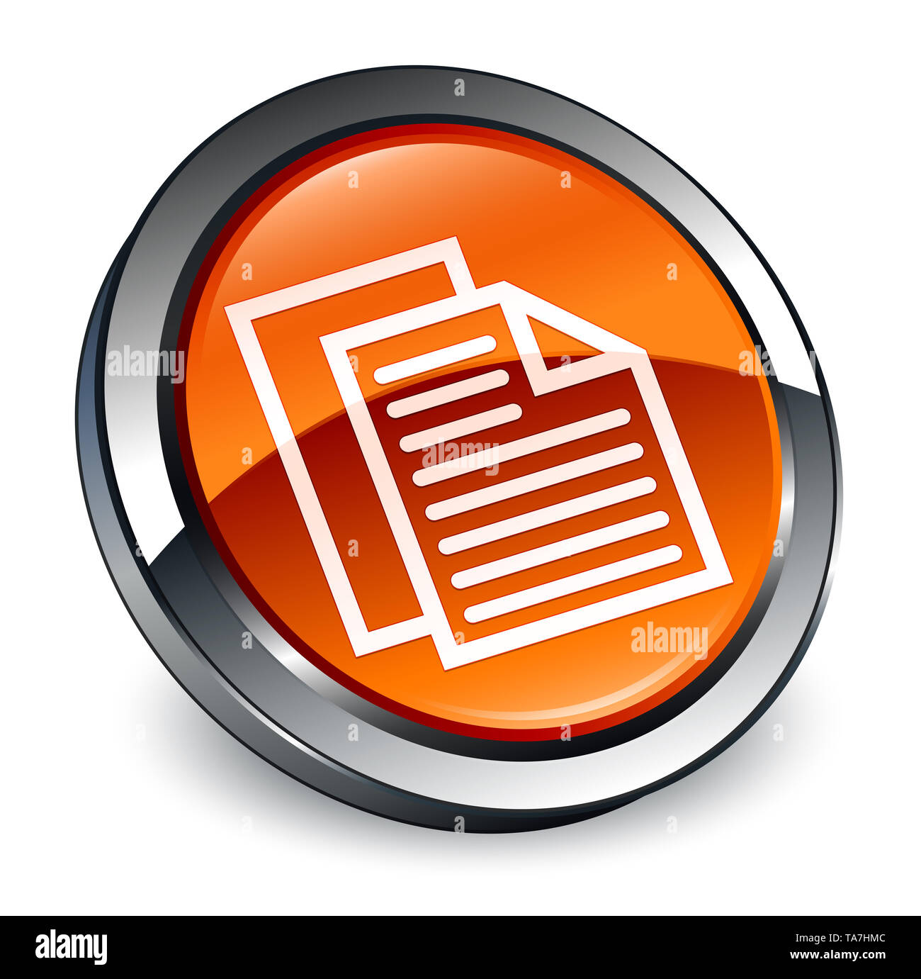 Document pages icon isolated on 3d brown round button abstract ...