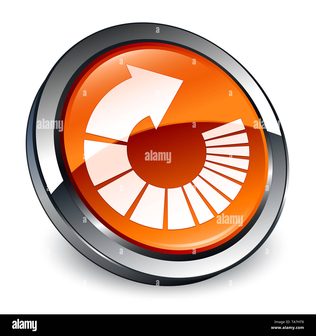 Rotate arrow icon isolated on 3d brown round button abstract ...