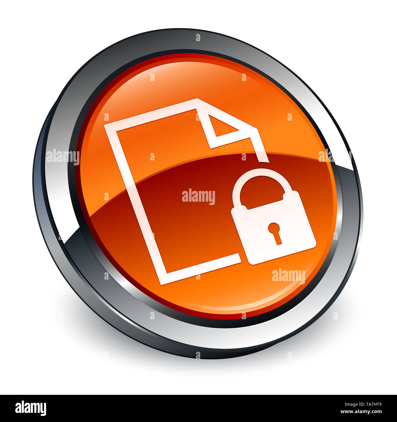 Secure document icon isolated on 3d brown round button abstract ...