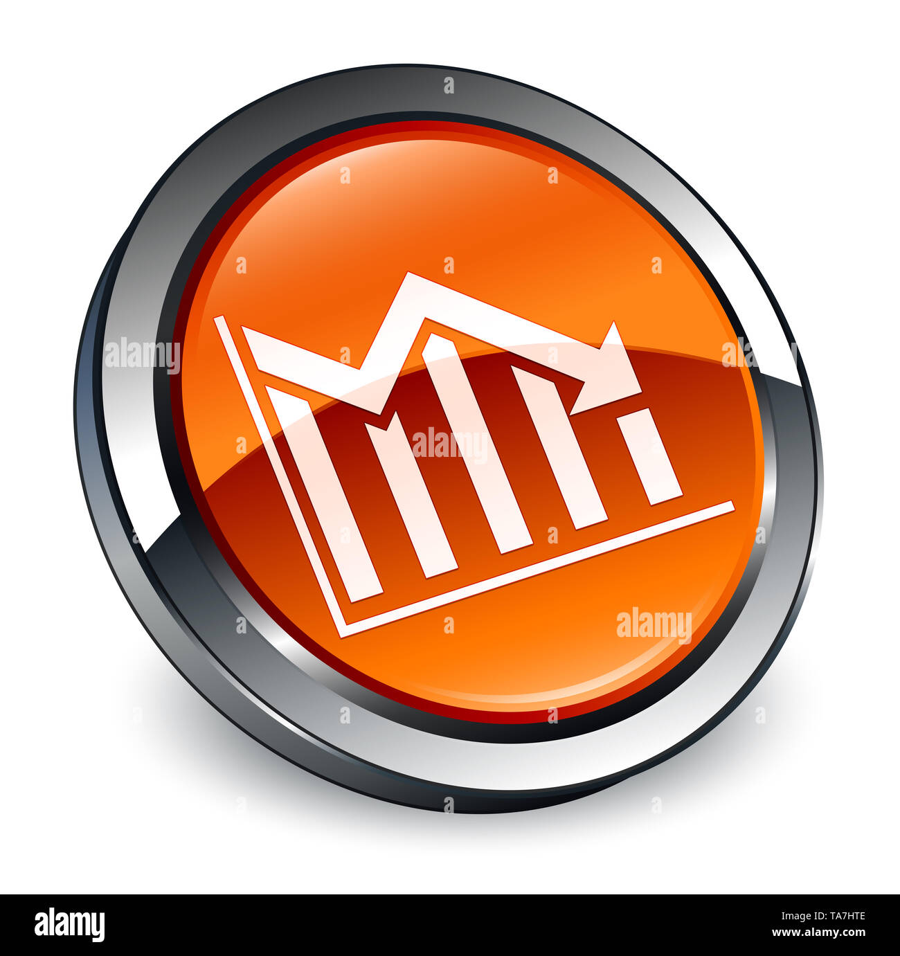 Statistics down icon isolated on 3d brown round button abstract ...