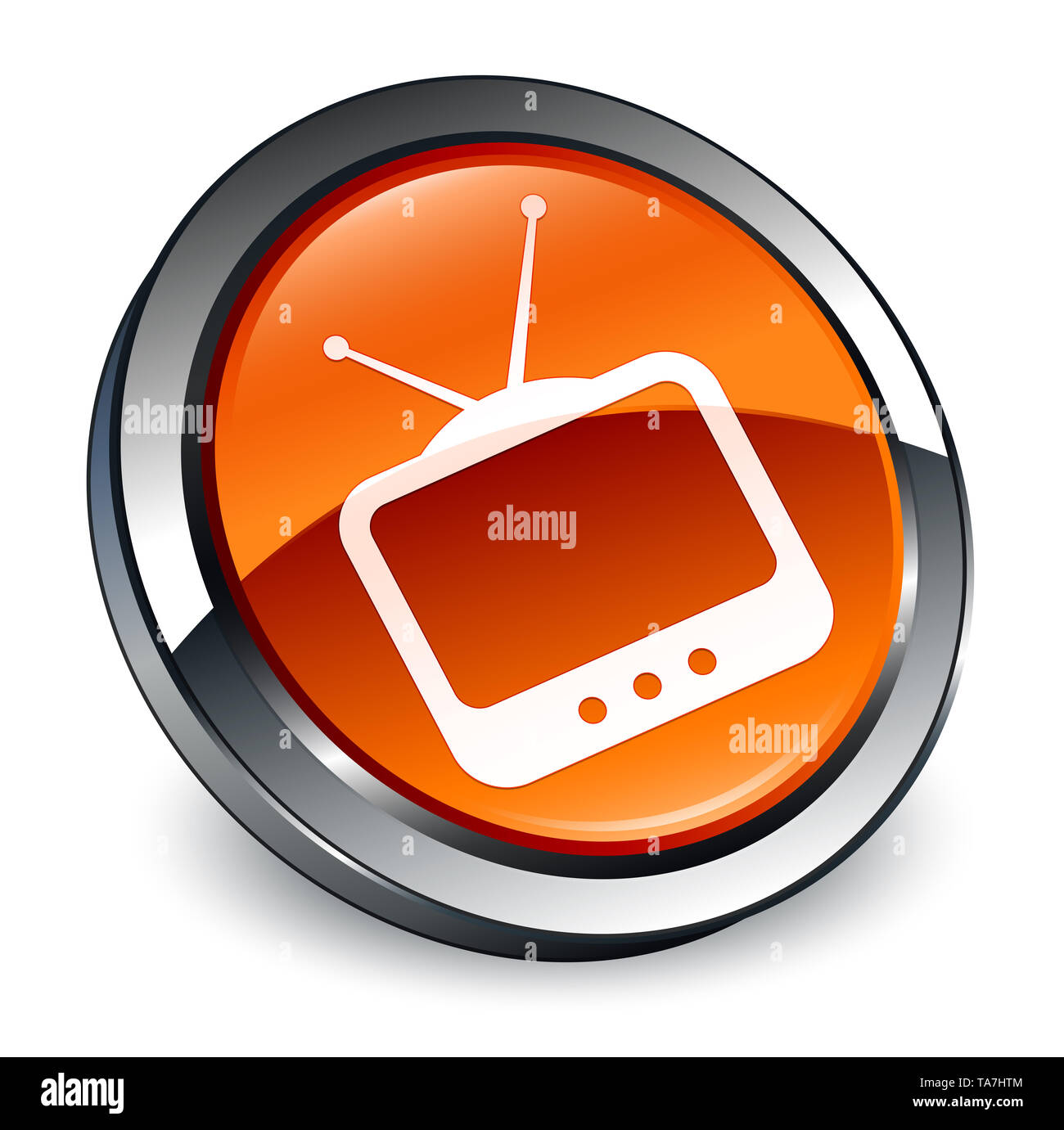 TV icon isolated on 3d brown round button abstract illustration Stock ...