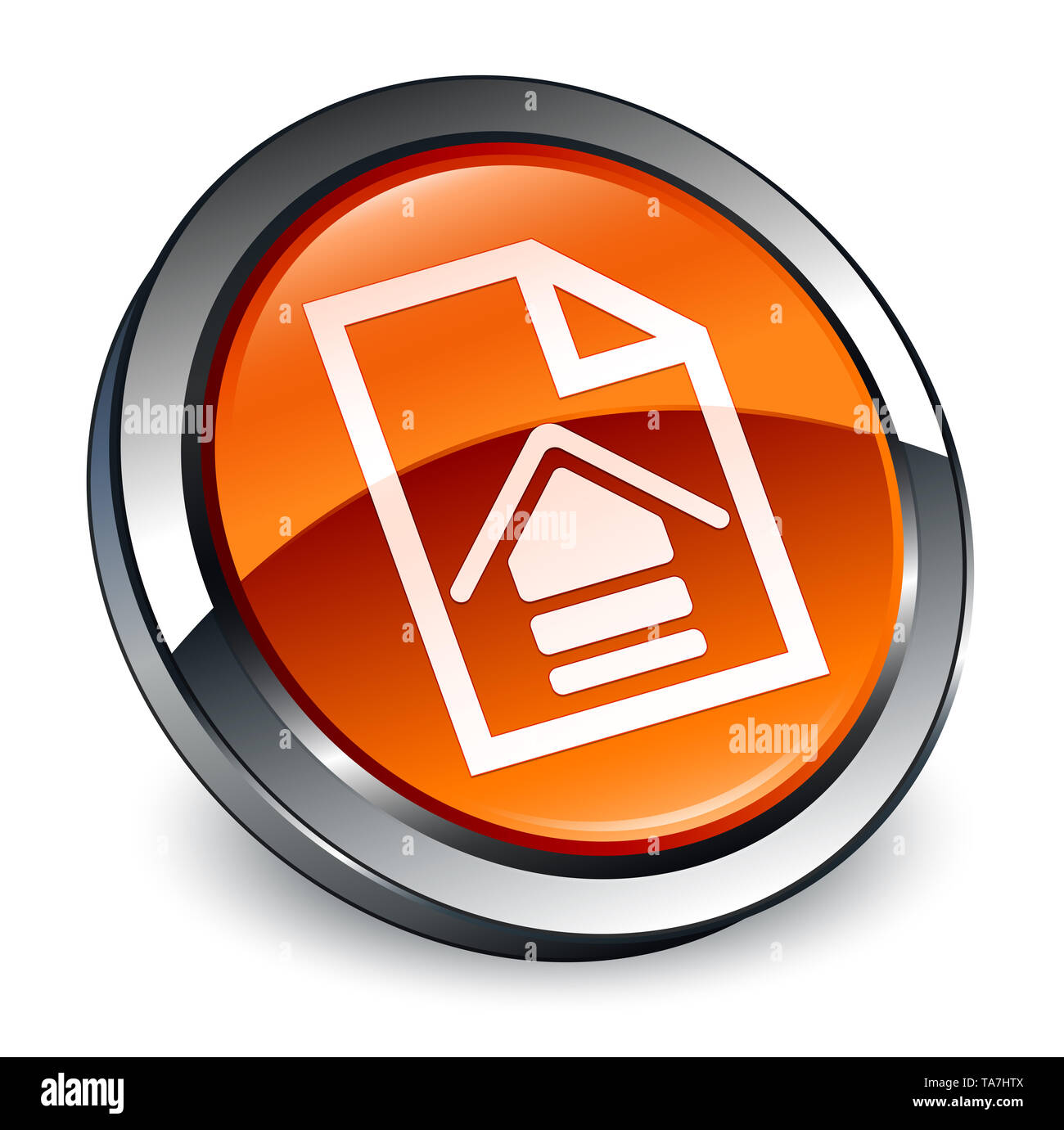 Upload document icon isolated on 3d brown round button abstract ...