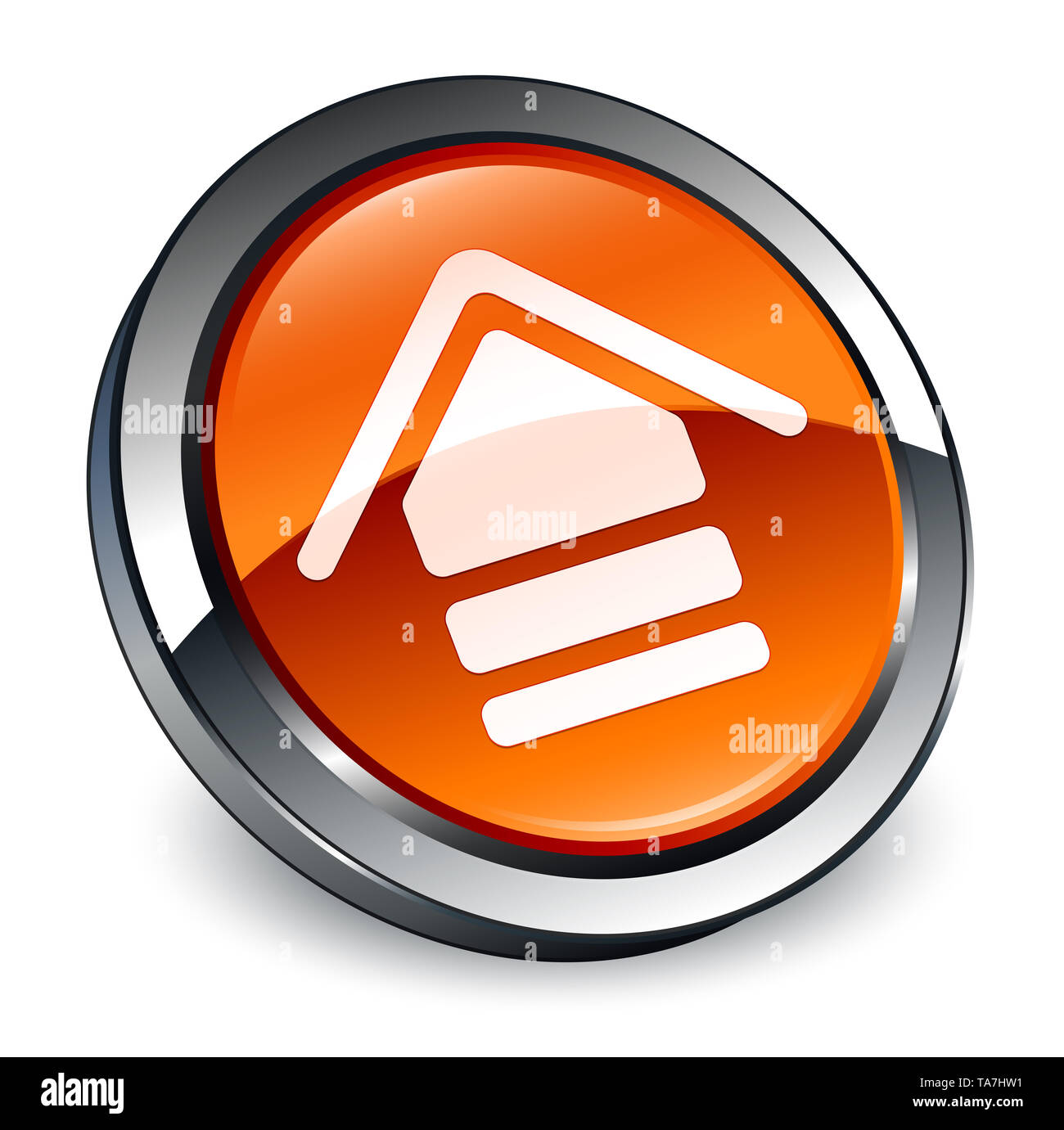 Upload icon isolated on 3d brown round button abstract illustration ...