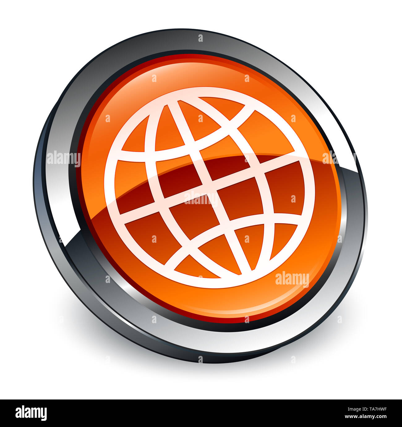 World icon isolated on 3d brown round button abstract illustration ...