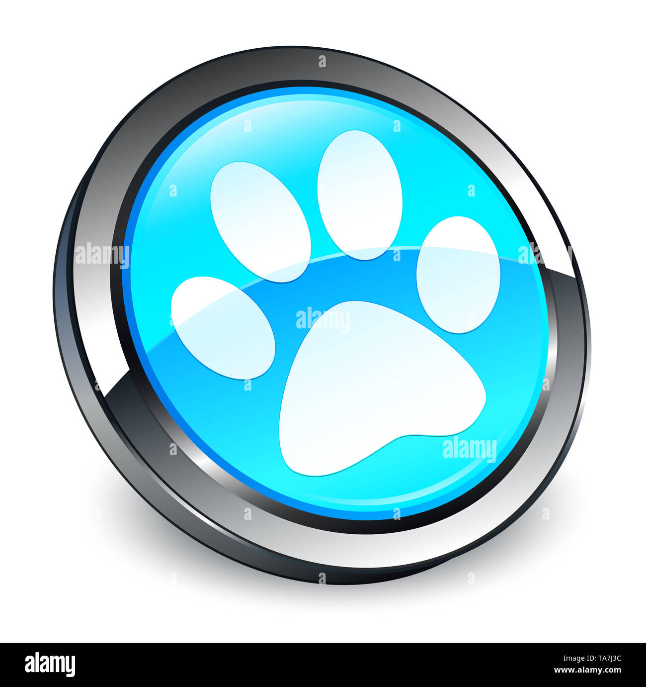 Animal footprint icon isolated on 3d cyan blue round button abstract ...
