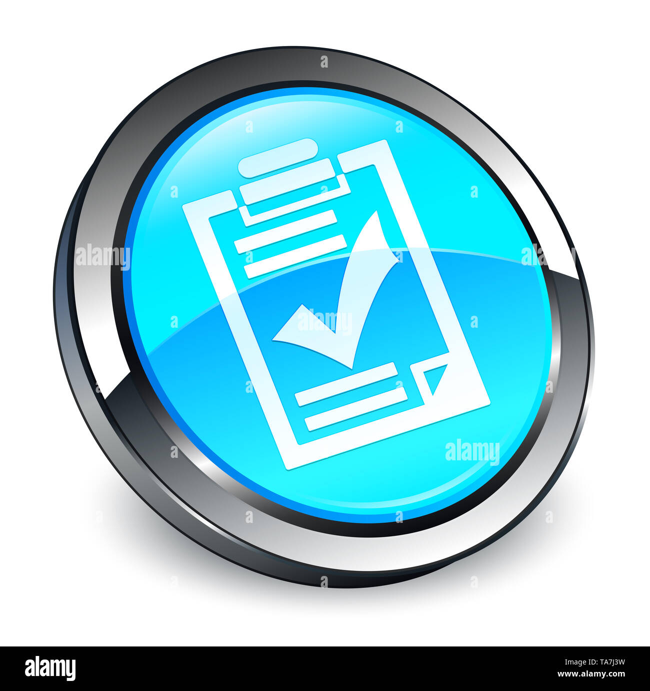 Checklist icon isolated on 3d cyan blue round button abstract ...