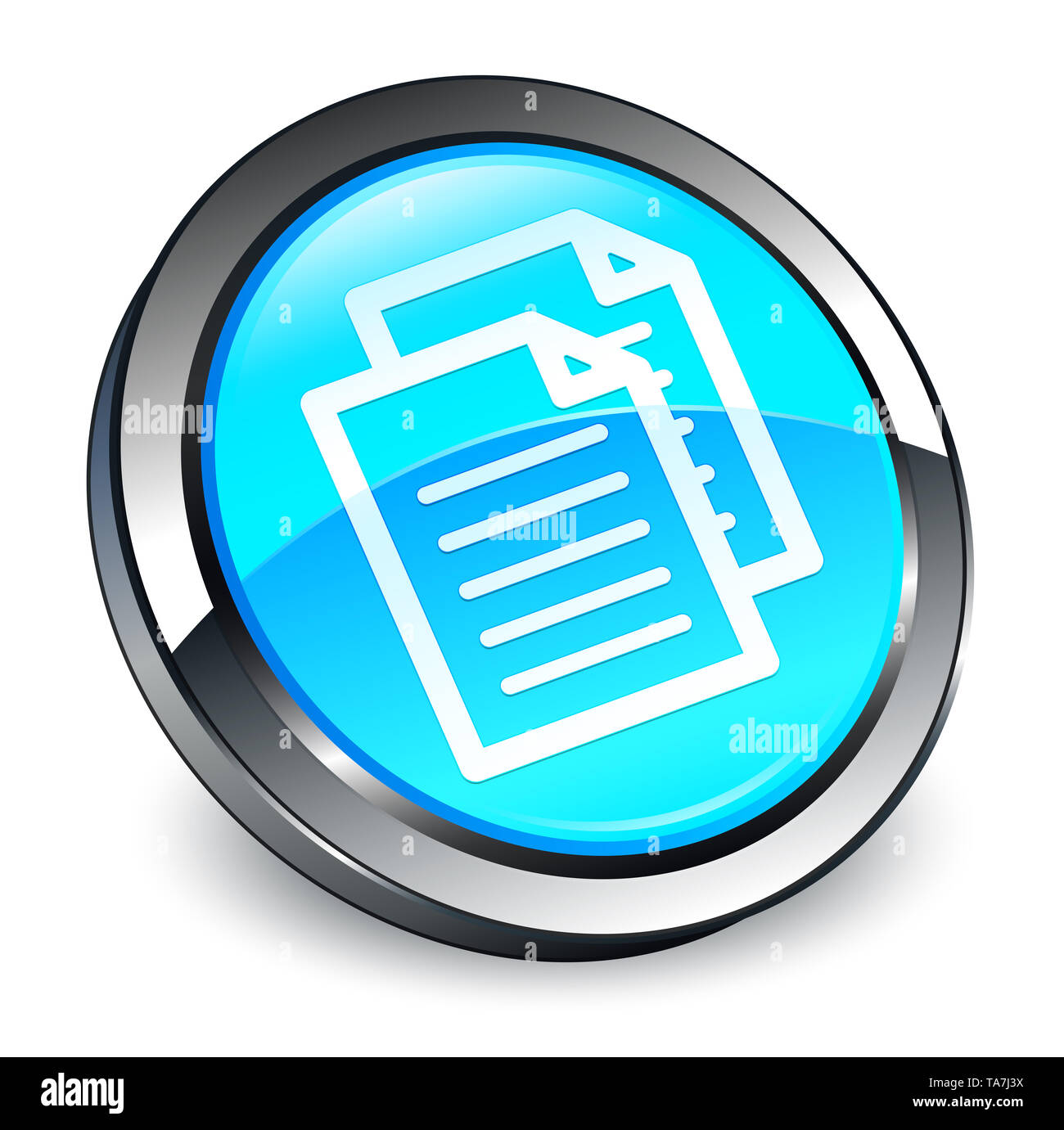 Documents icon isolated on 3d cyan blue round button abstract ...