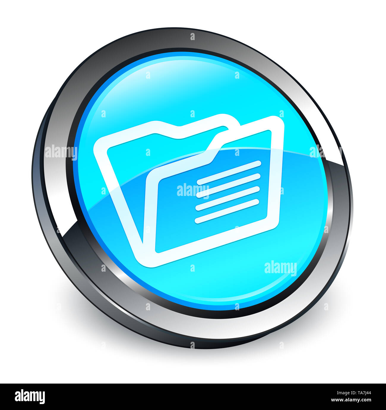 Folder icon isolated on 3d cyan blue round button abstract illustration ...