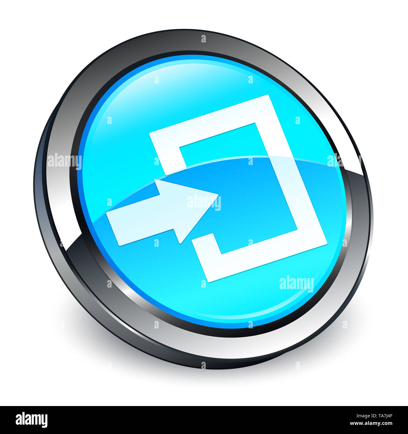Login icon isolated on 3d cyan blue round button abstract illustration ...