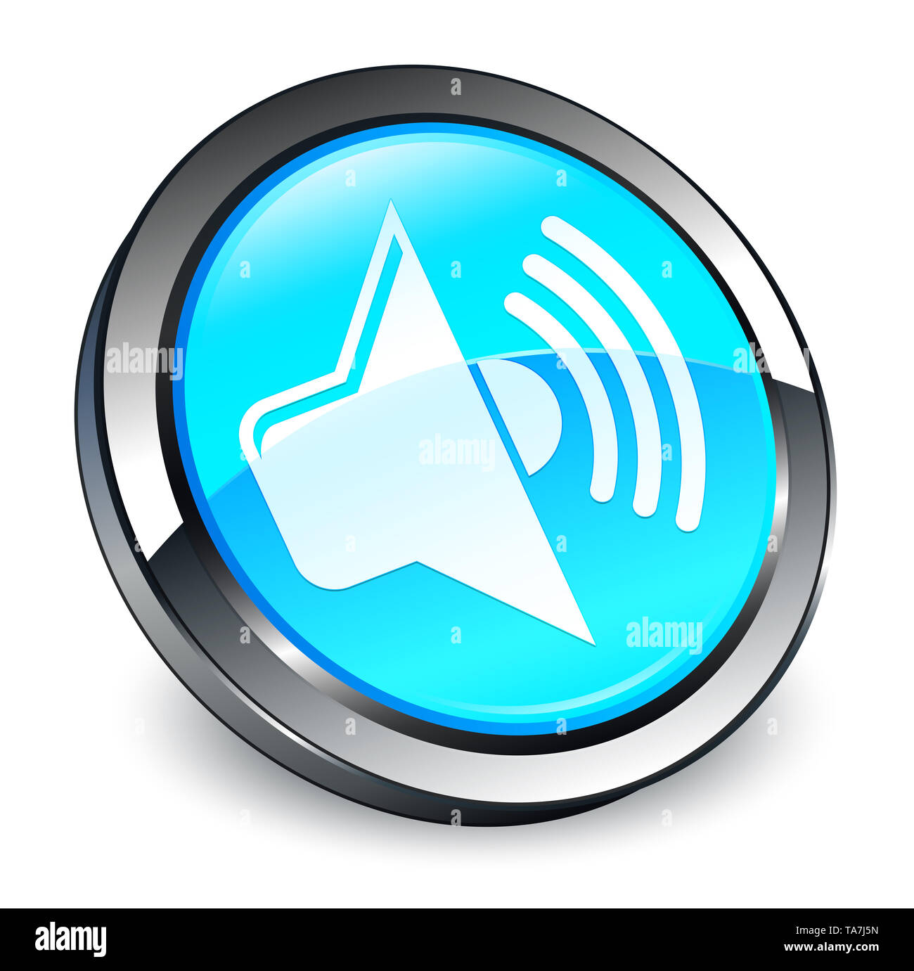Volume icon isolated on 3d cyan blue round button abstract illustration ...