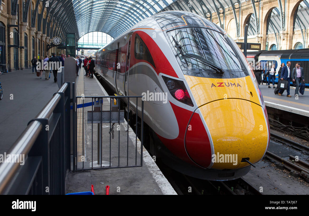 New Azuma train in LNER livery at Kings Cross station, London Stock ...