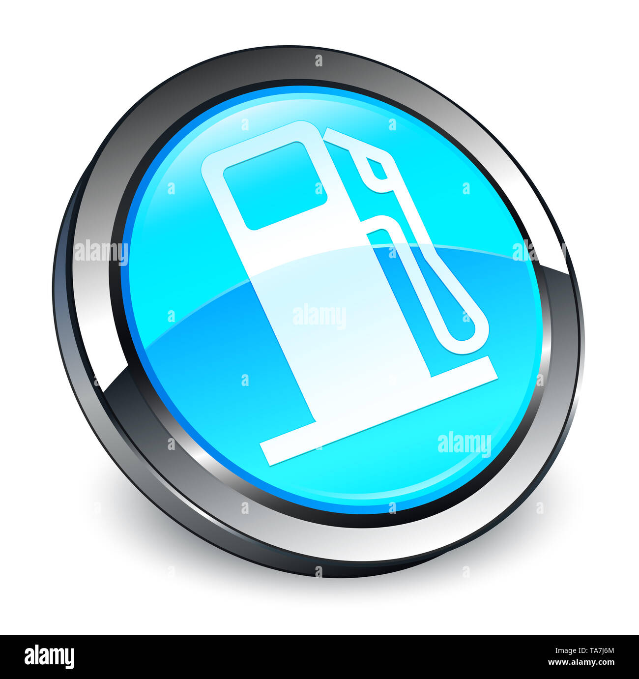 Fuel dispenser icon isolated on 3d cyan blue round button abstract ...