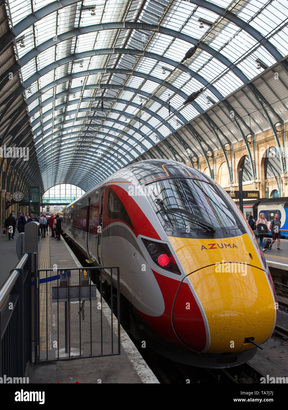 New Azuma train in LNER livery at Kings Cross station, London Stock Photo - Alamy