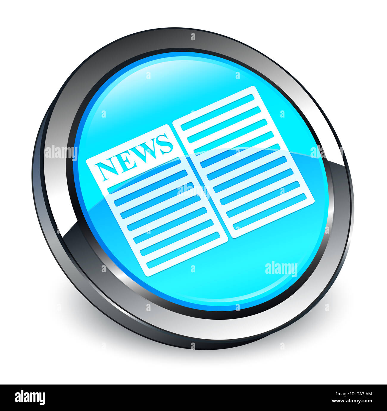 Newspaper icon isolated on 3d cyan blue round button abstract ...
