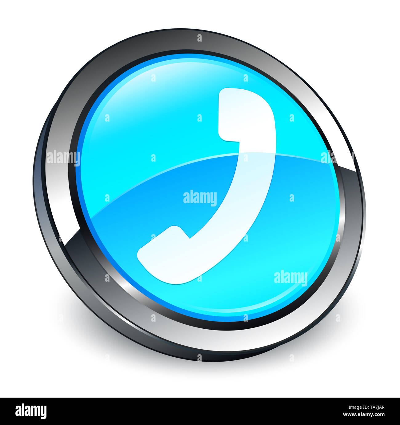 Phone icon isolated on 3d cyan blue round button abstract illustration ...