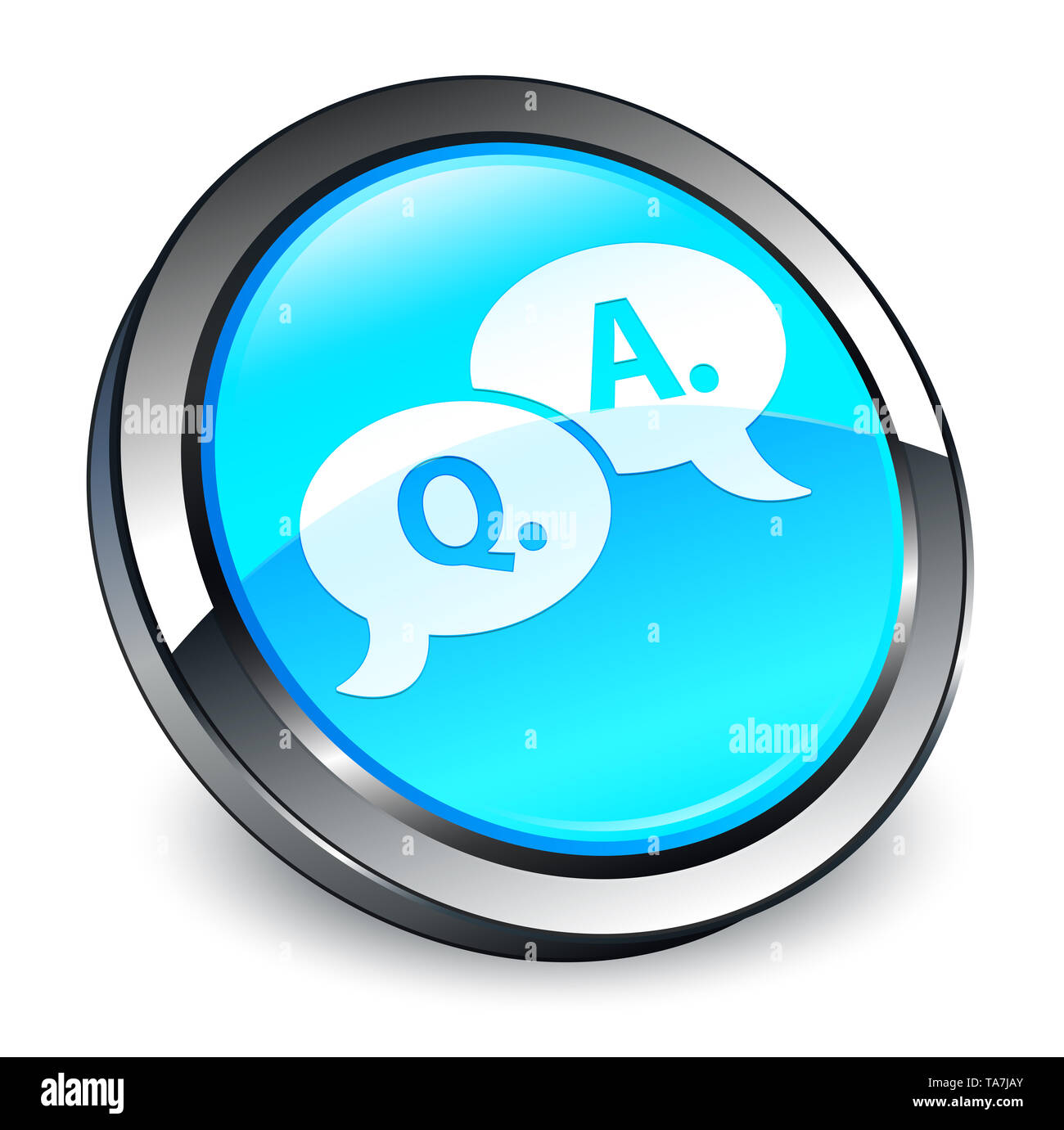 Question answer bubble icon isolated on 3d cyan blue round button ...