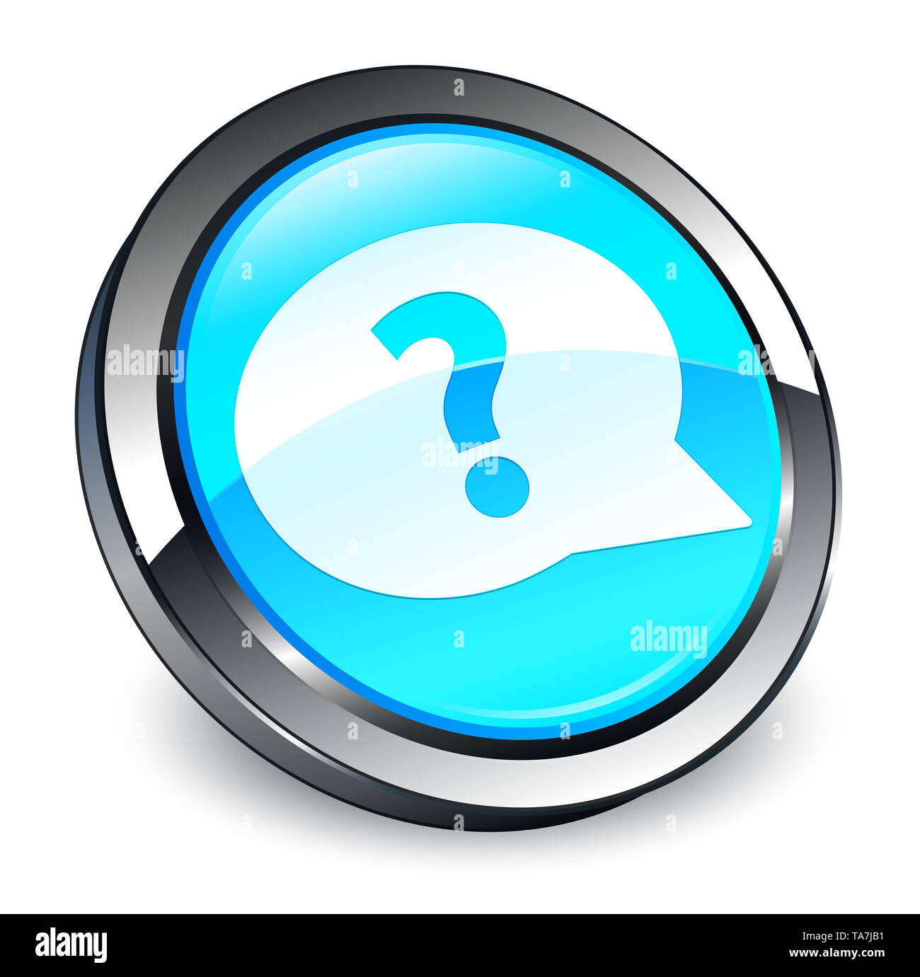 Question mark bubble icon isolated on 3d cyan blue round button ...