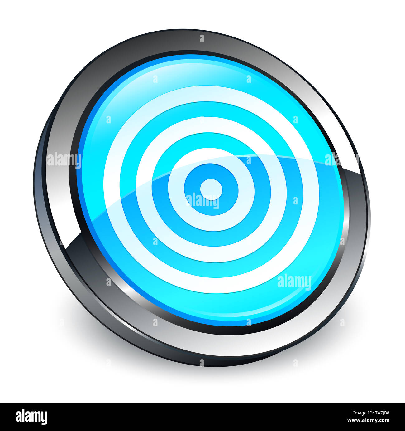 Target icon isolated on 3d cyan blue round button abstract illustration ...