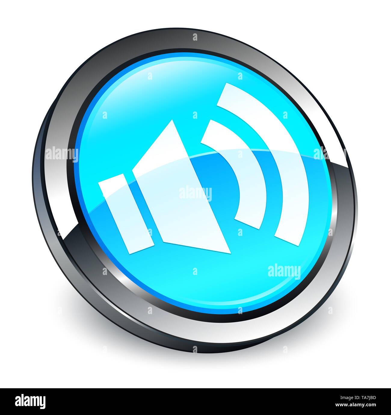 Volume icon isolated on 3d cyan blue round button abstract illustration ...