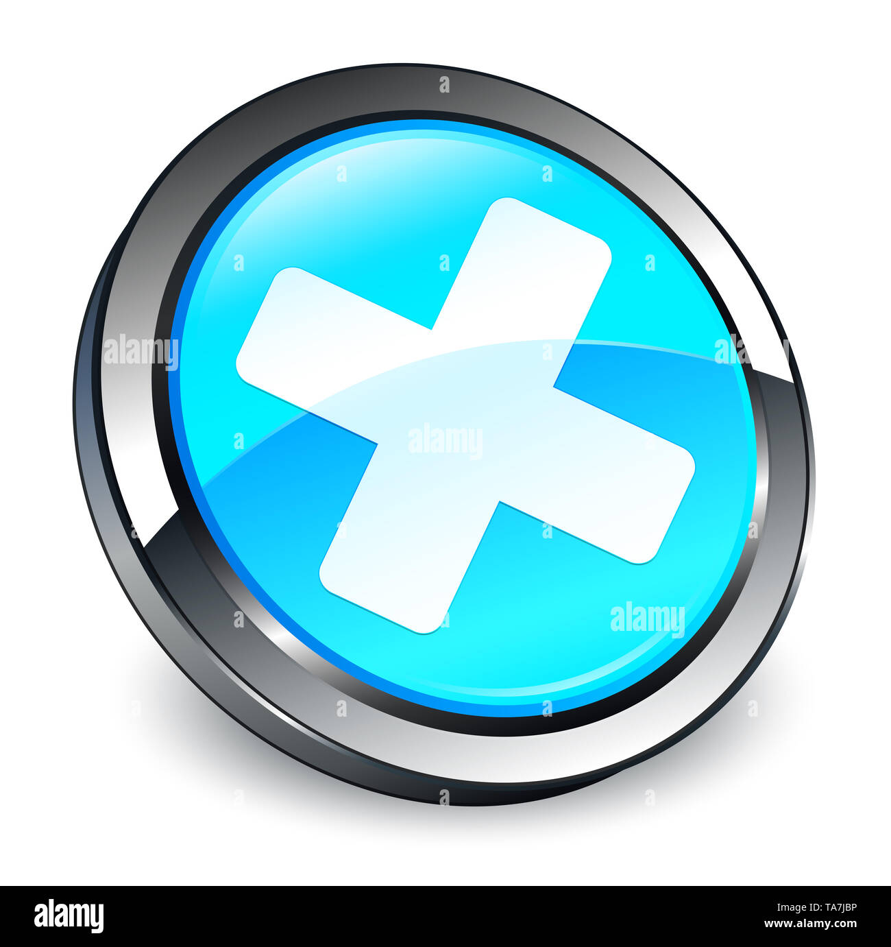 Cancel icon isolated on 3d cyan blue round button abstract illustration ...