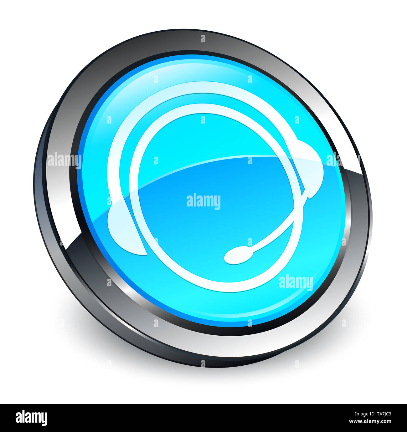 Customer care service icon isolated on 3d cyan blue round button ...