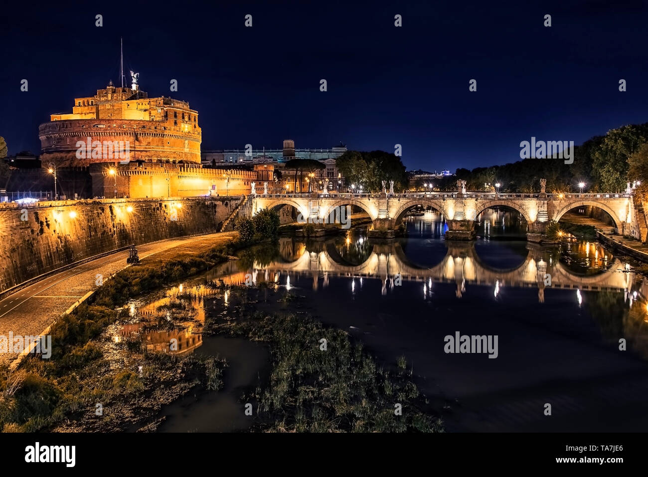 Rome night aerial view hi-res stock photography and images - Alamy