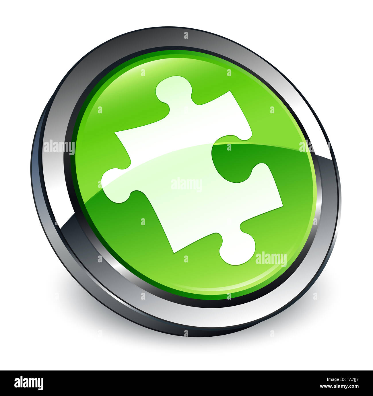 Puzzle icon isolated on 3d green round button abstract illustration ...