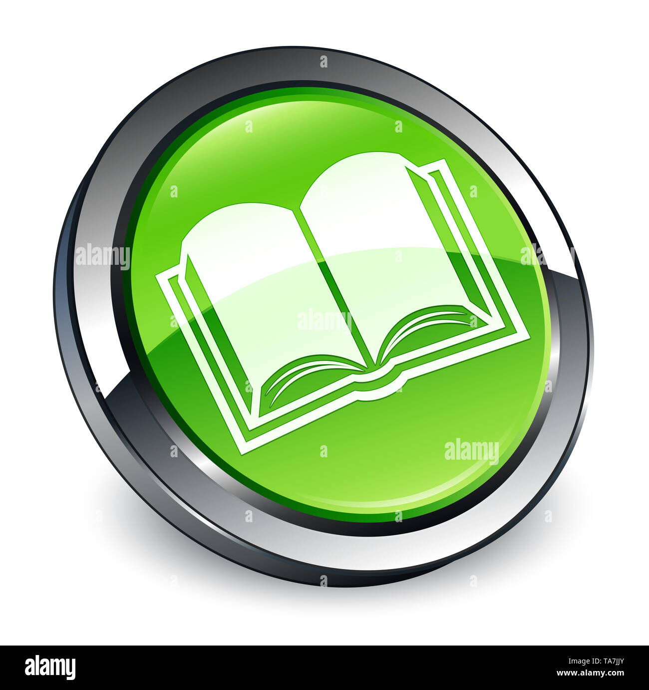 Book icon isolated on 3d green round button abstract illustration Stock ...