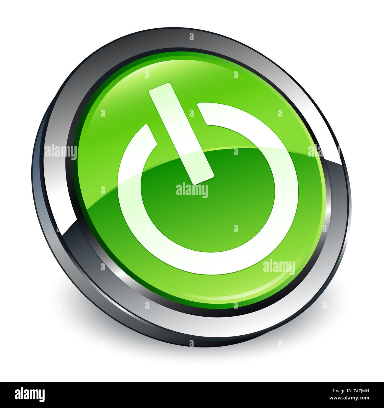 Power icon isolated on 3d green round button abstract illustration ...