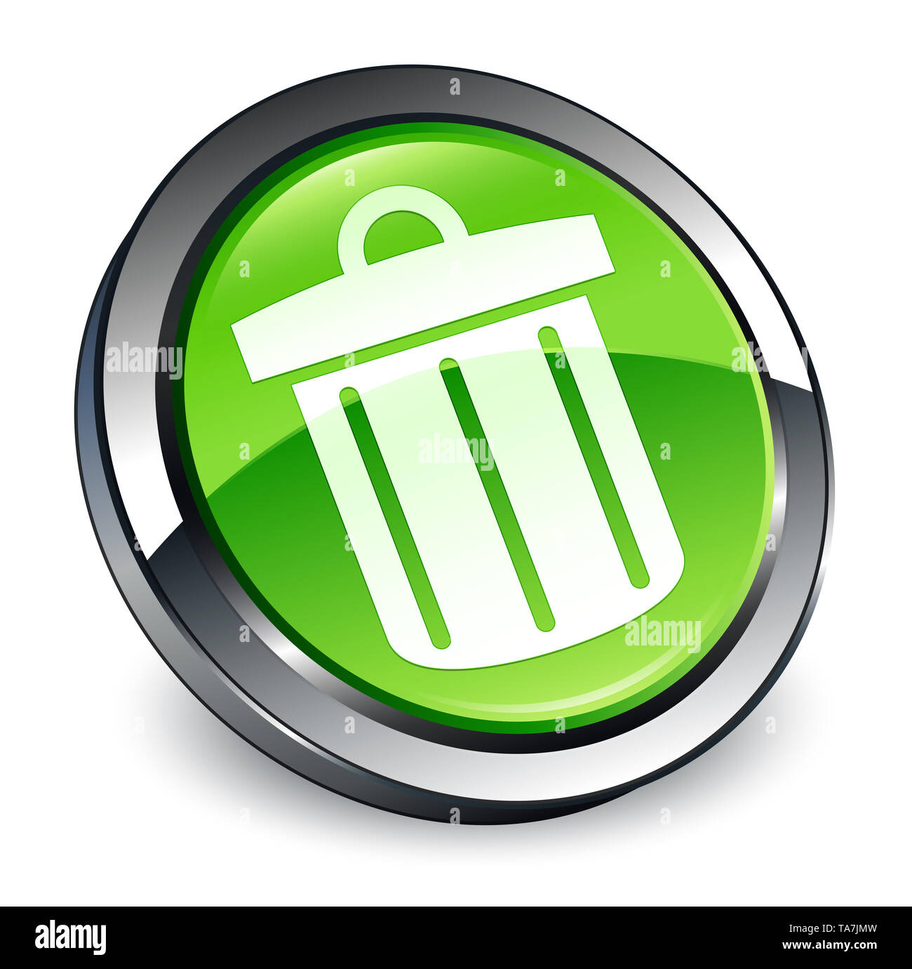 Recycle bin icon isolated on 3d green round button abstract ...