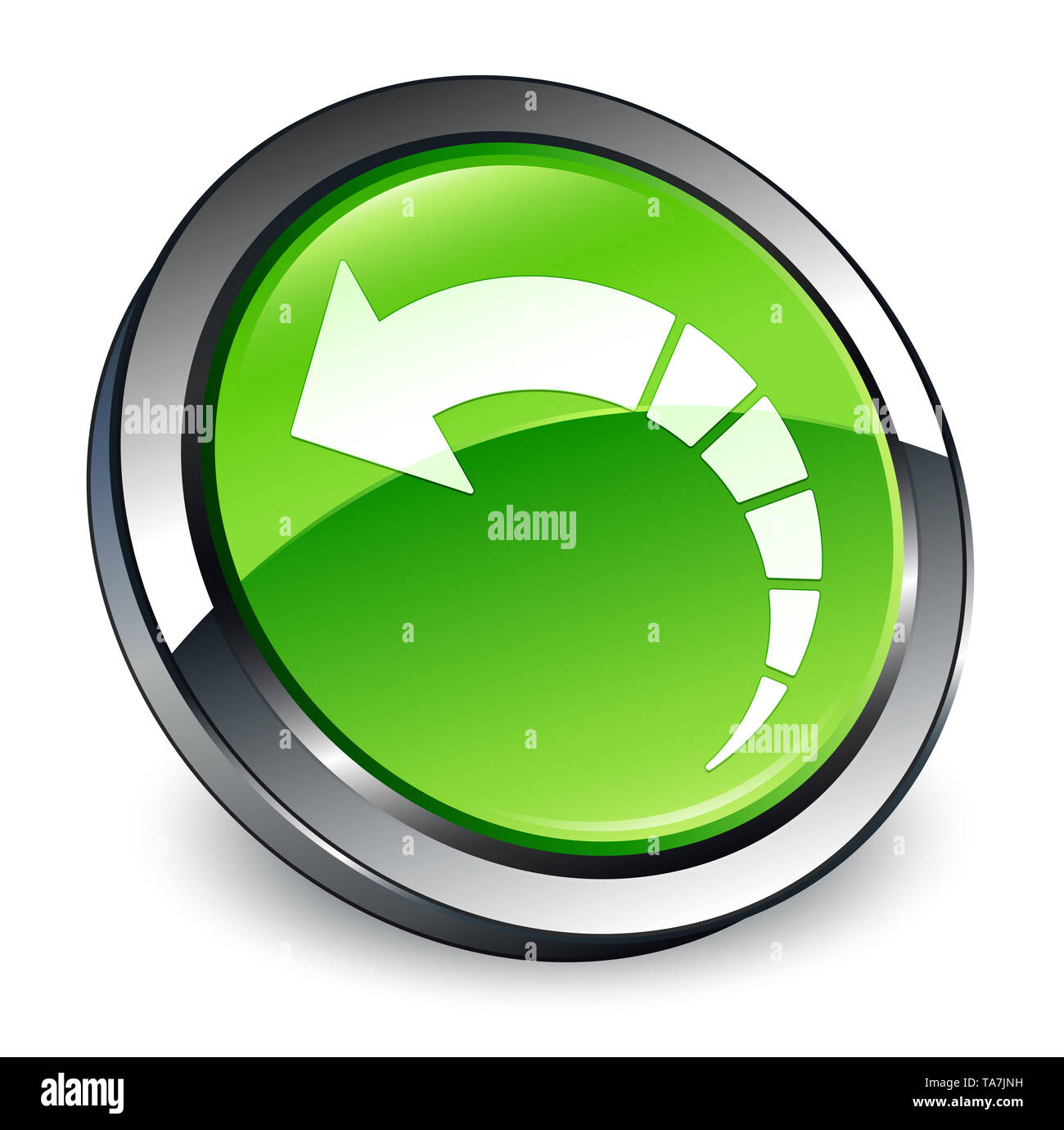 Back arrow icon isolated on 3d green round button abstract illustration ...