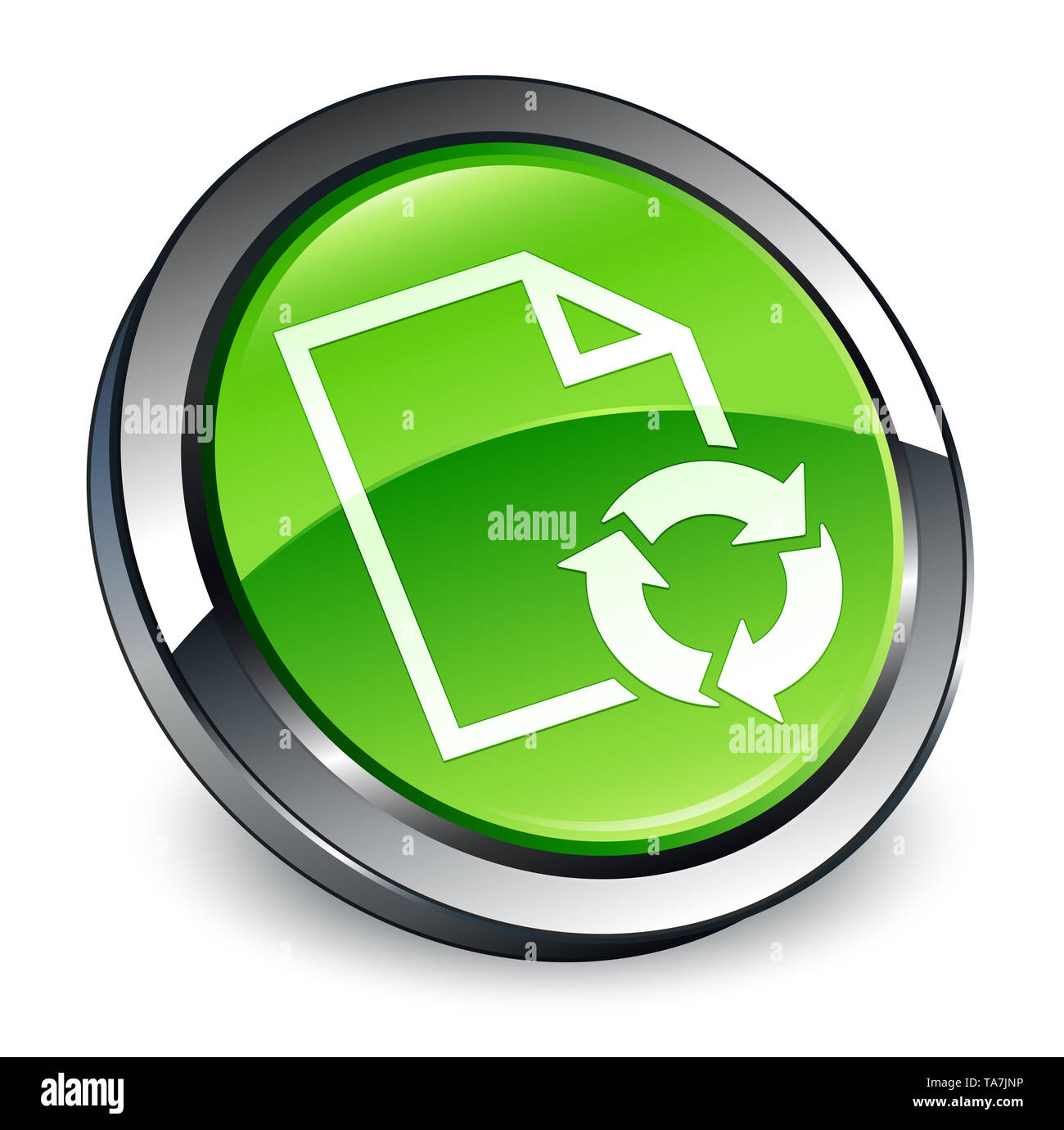 Document process icon isolated on 3d green round button abstract ...