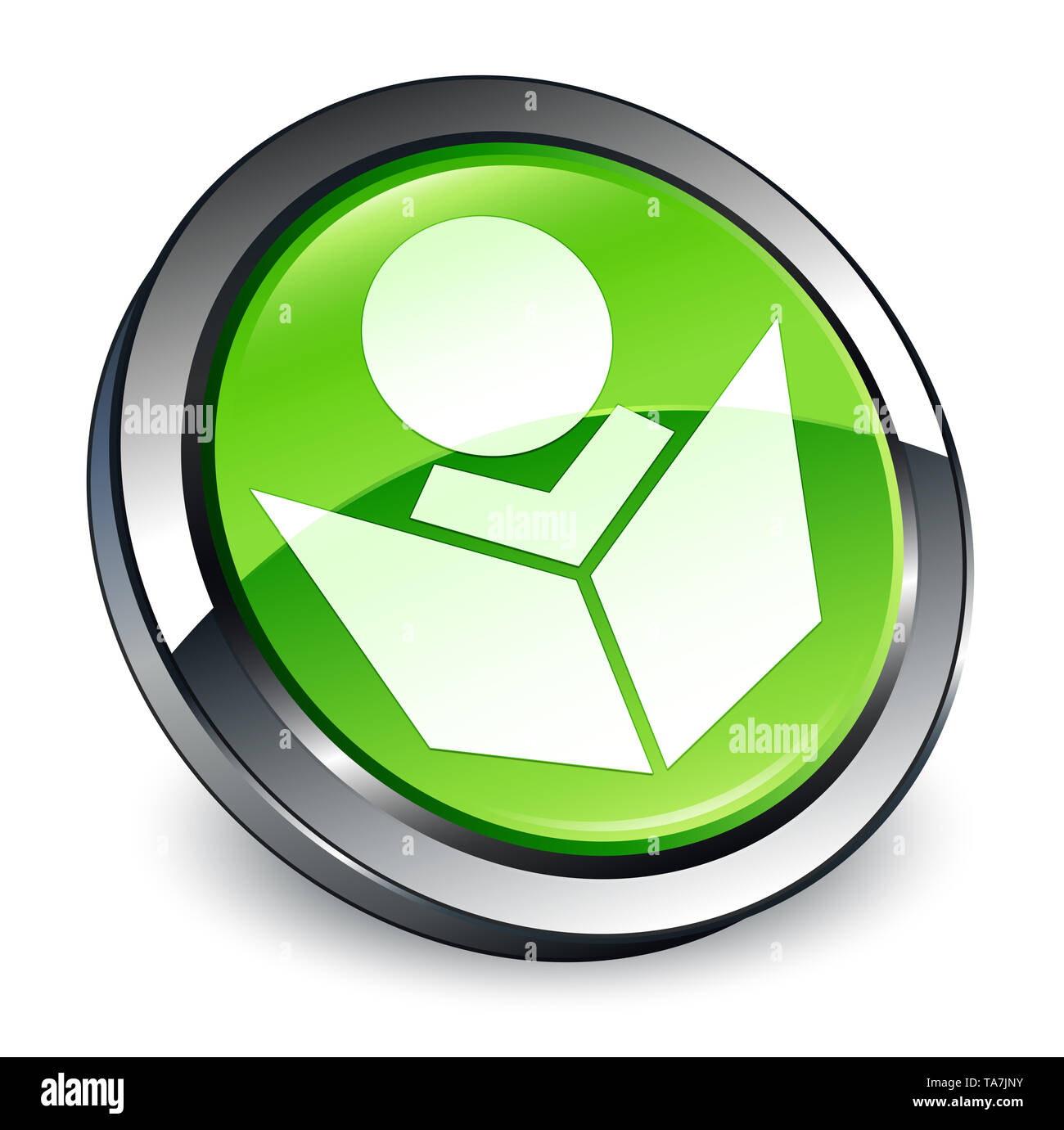 Elearning icon isolated on 3d green round button abstract illustration ...