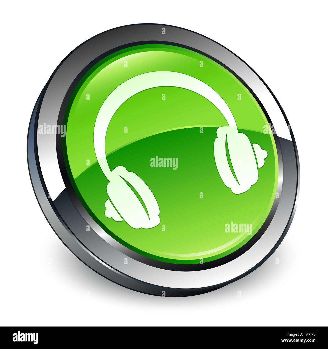 Headphone icon isolated on 3d green round button abstract illustration ...