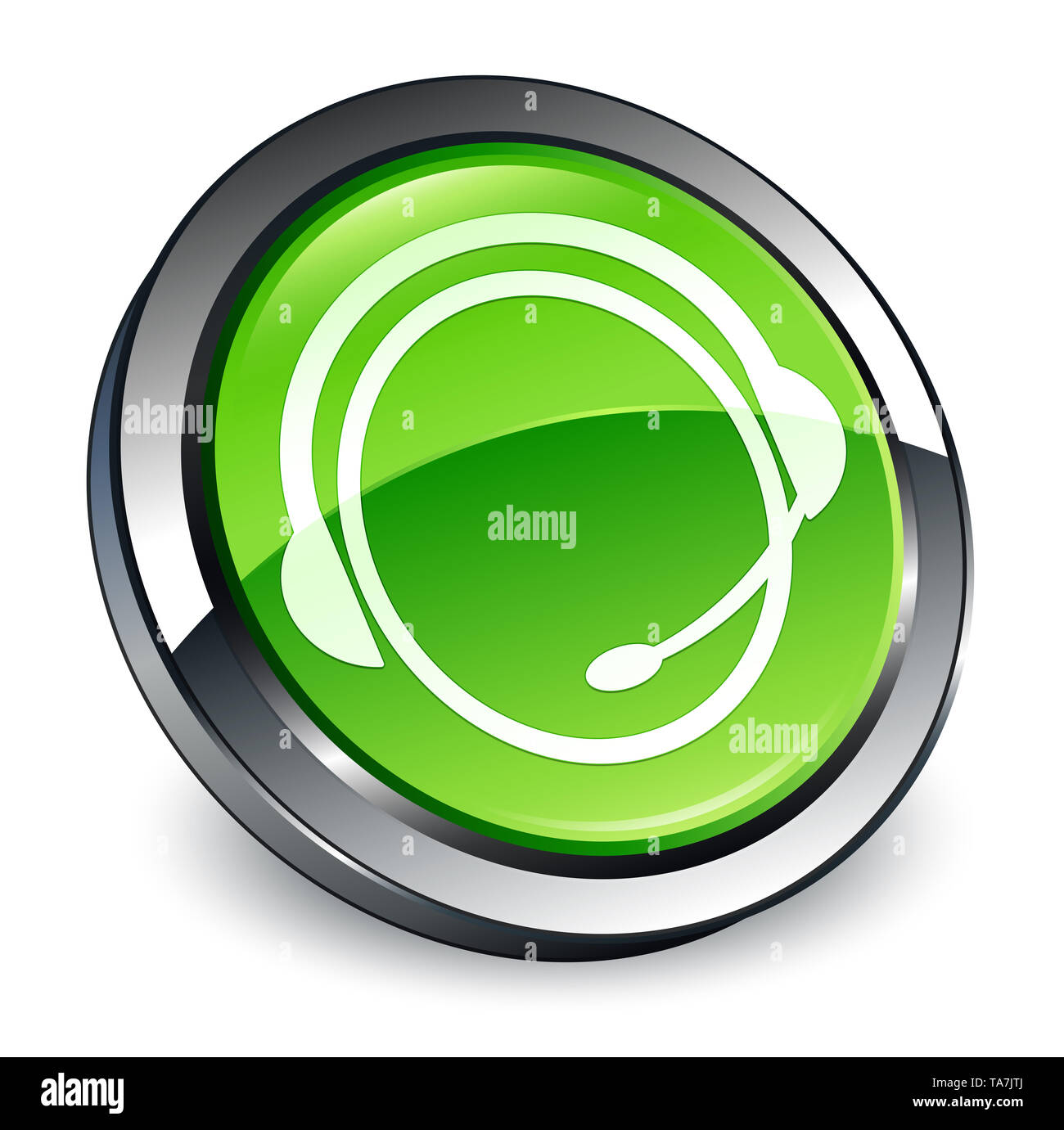 Customer care service icon isolated on 3d green round button abstract ...