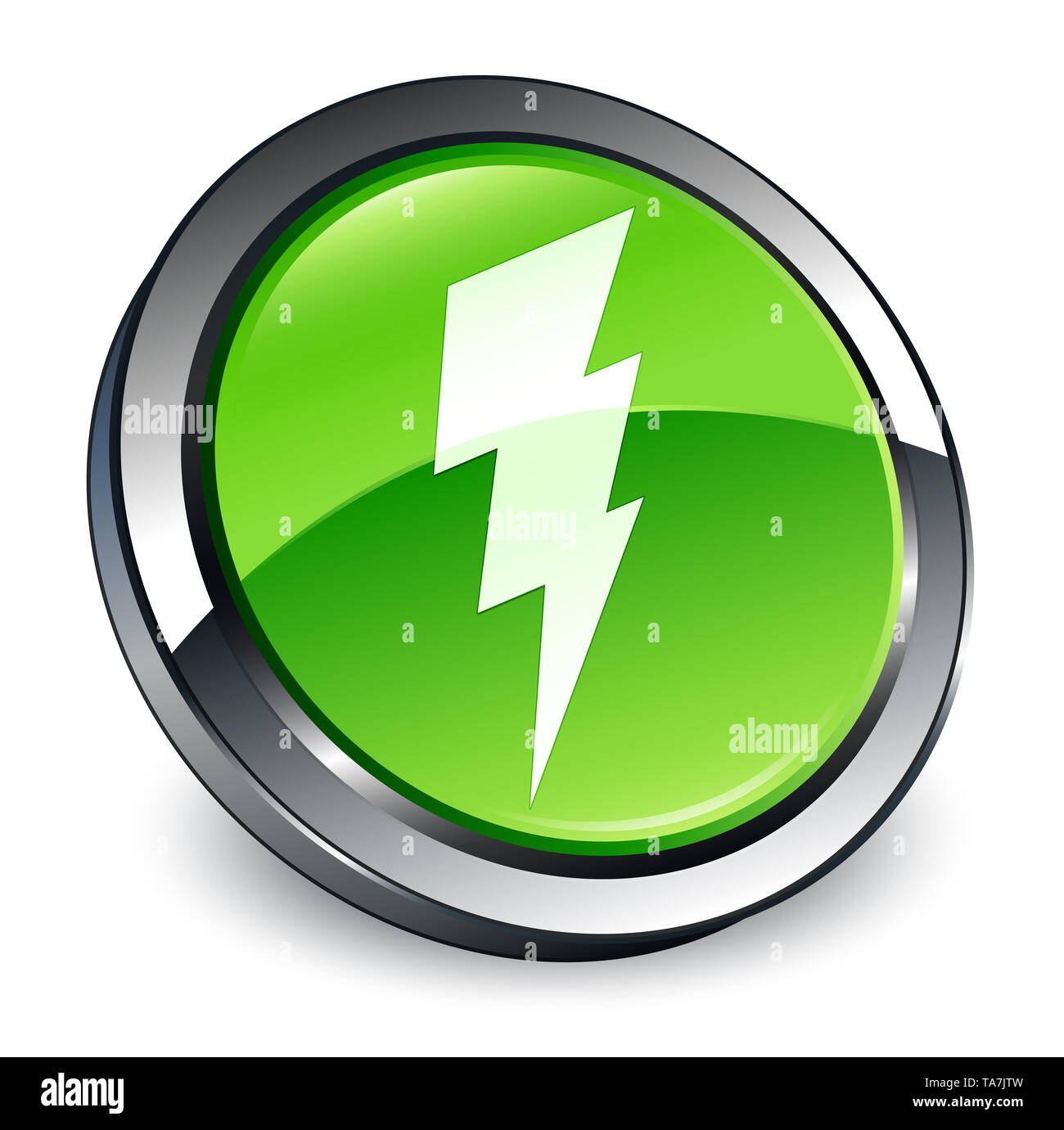 Electricity icon isolated on 3d green round button abstract ...
