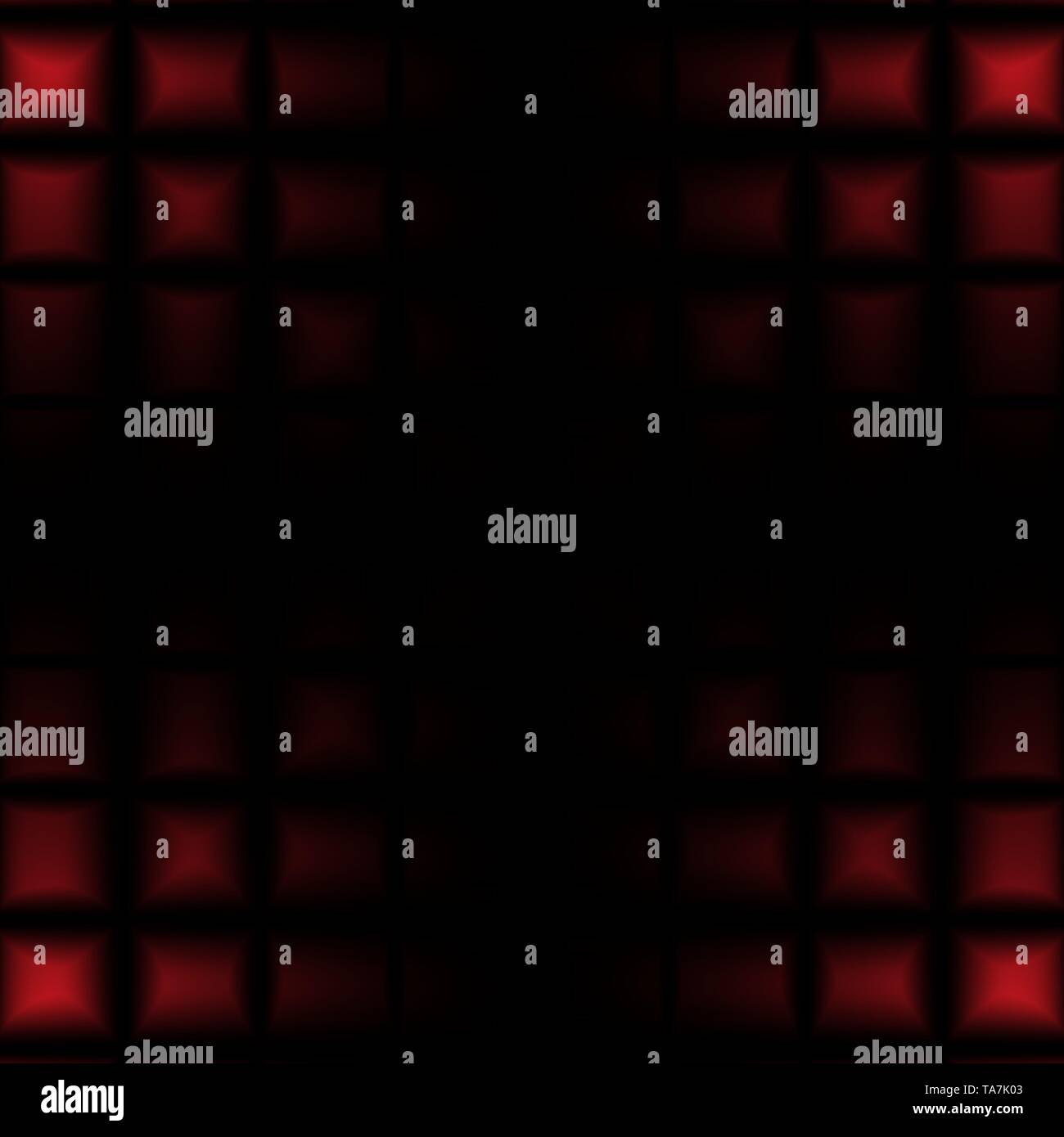 3d red square fading neon light elements on black background ...