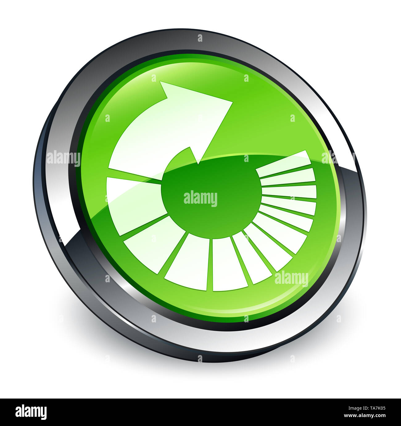 Rotate arrow icon isolated on 3d green round button abstract ...
