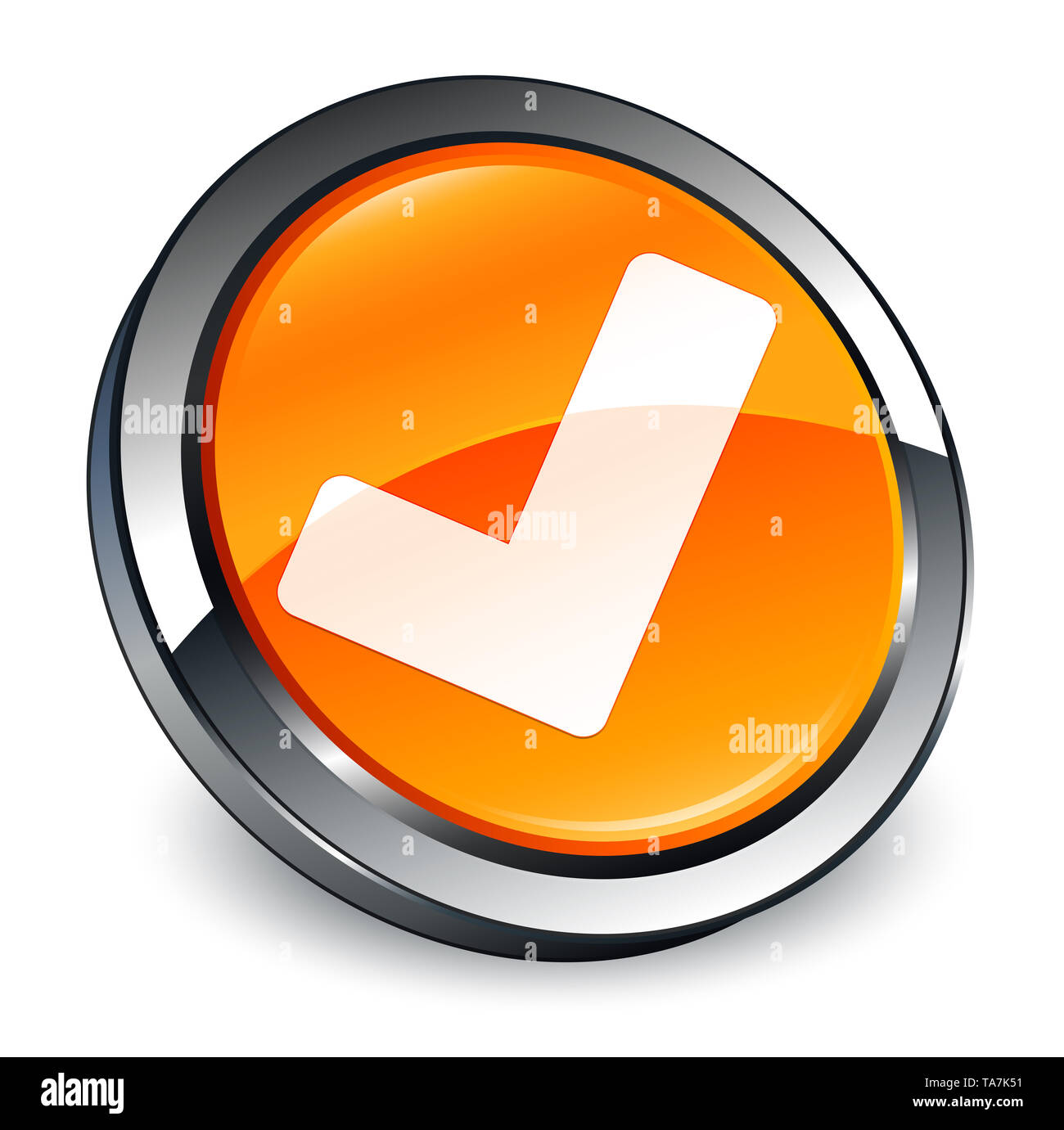 Validate icon isolated on 3d orange round button abstract illustration ...