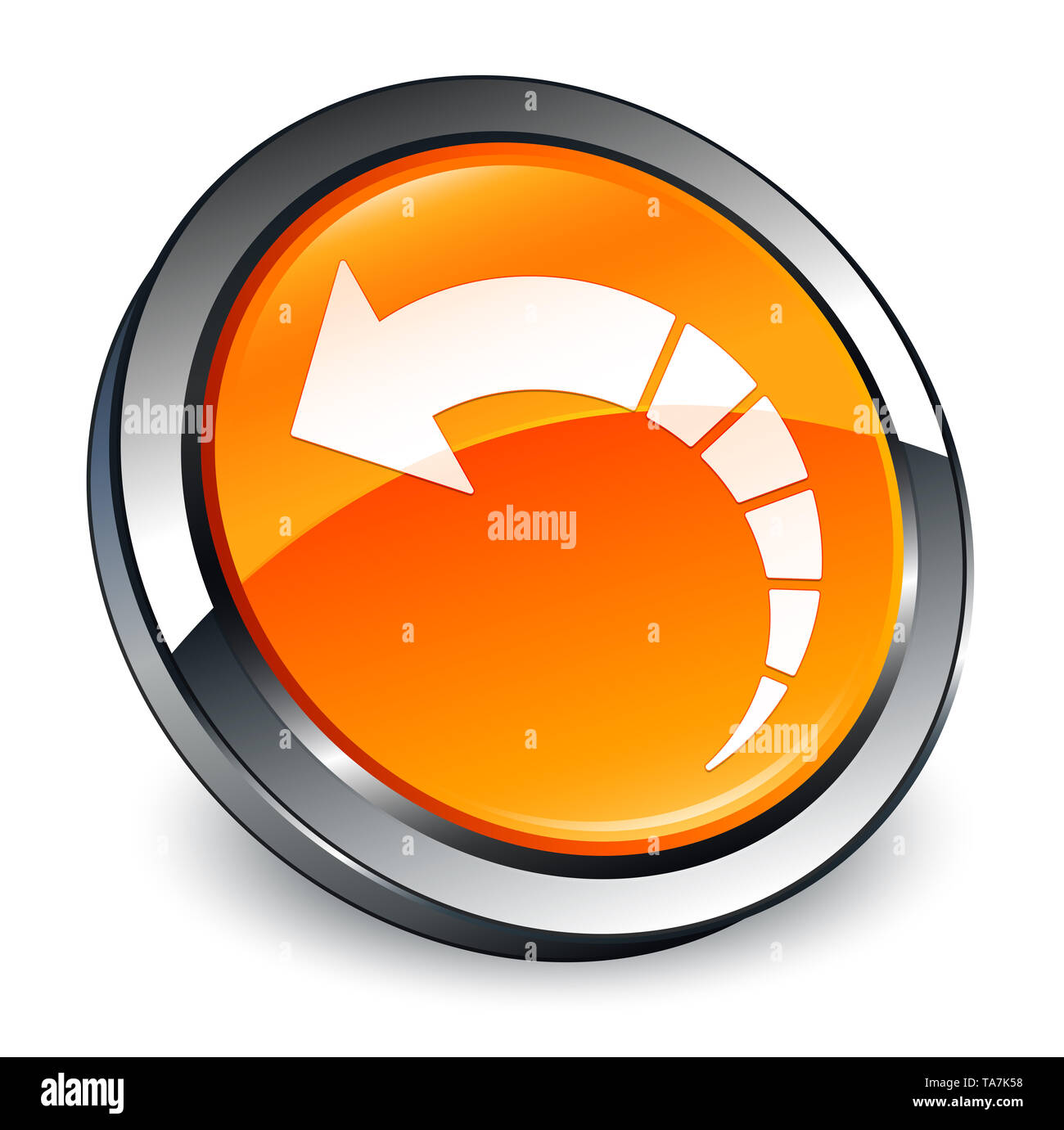 Back arrow icon isolated on 3d orange round button abstract ...