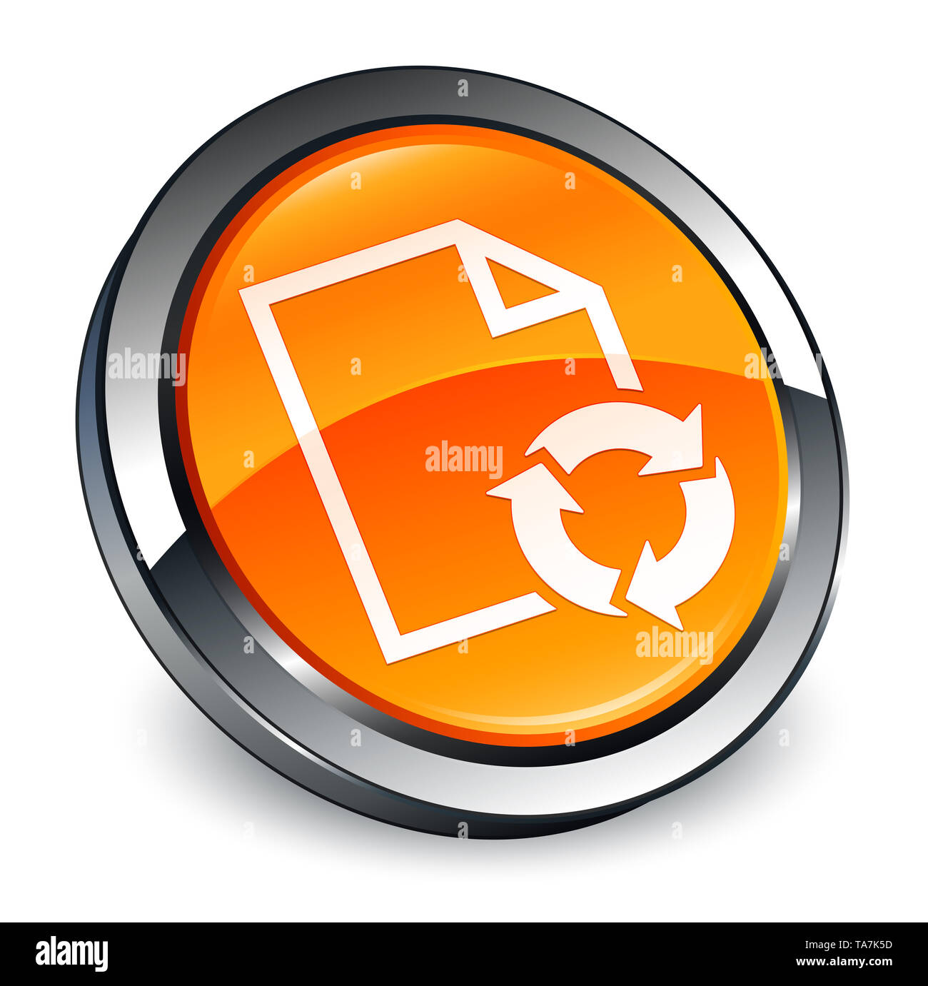 Document process icon isolated on 3d orange round button abstract ...
