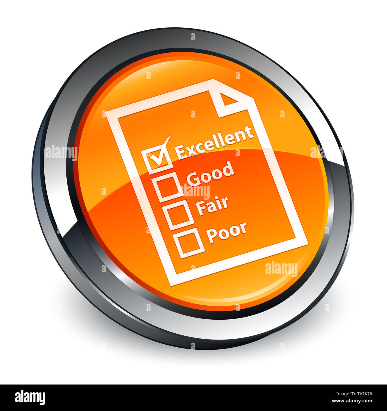 Questionnaire icon isolated on 3d orange round button abstract ...