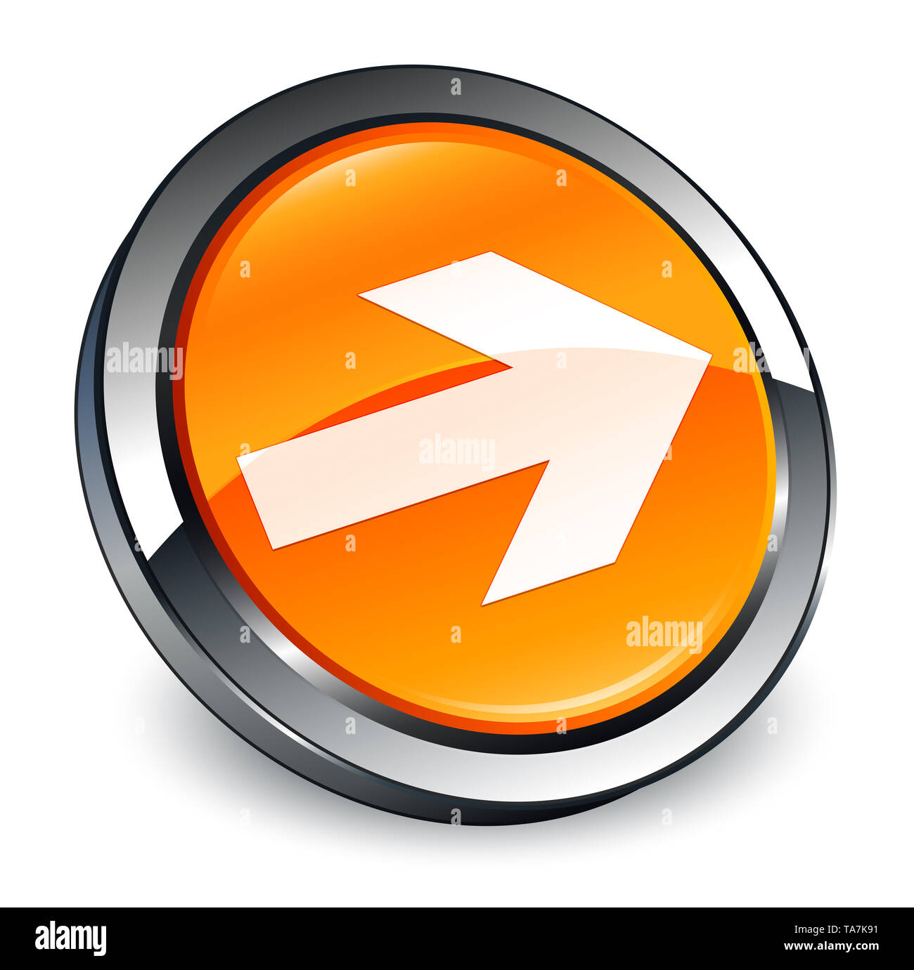 Next arrow icon isolated on 3d orange round button abstract ...