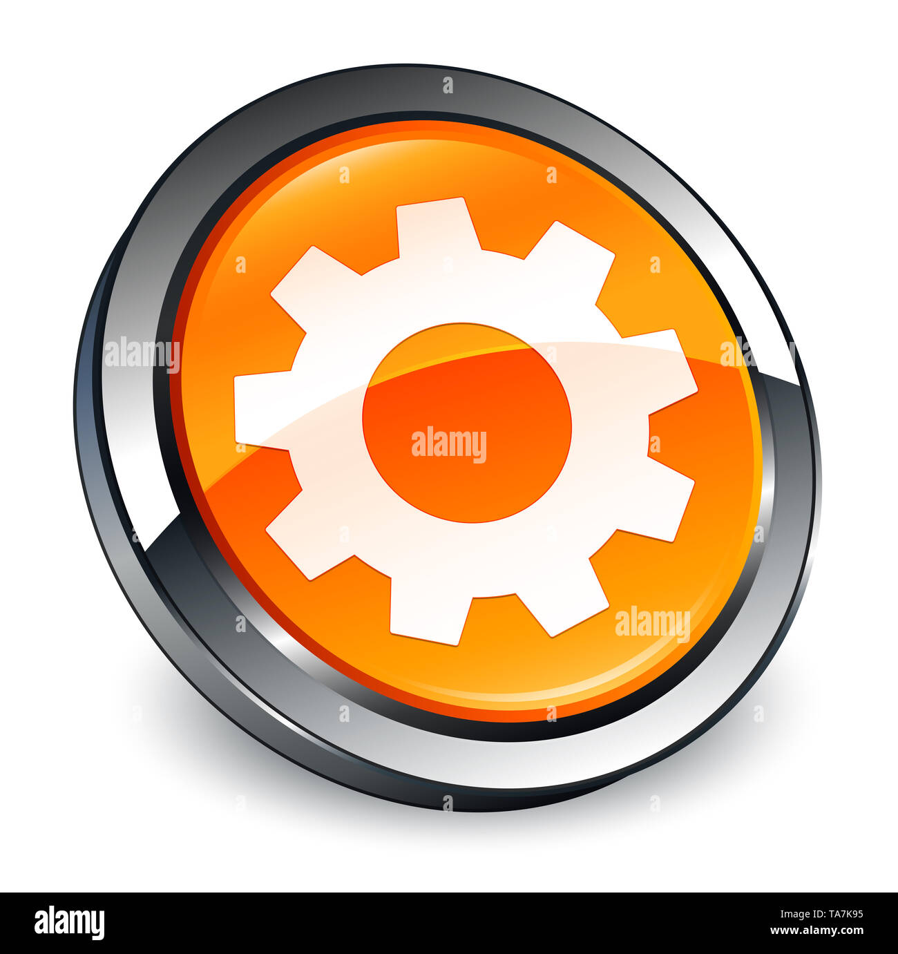 Process icon isolated on 3d orange round button abstract illustration ...