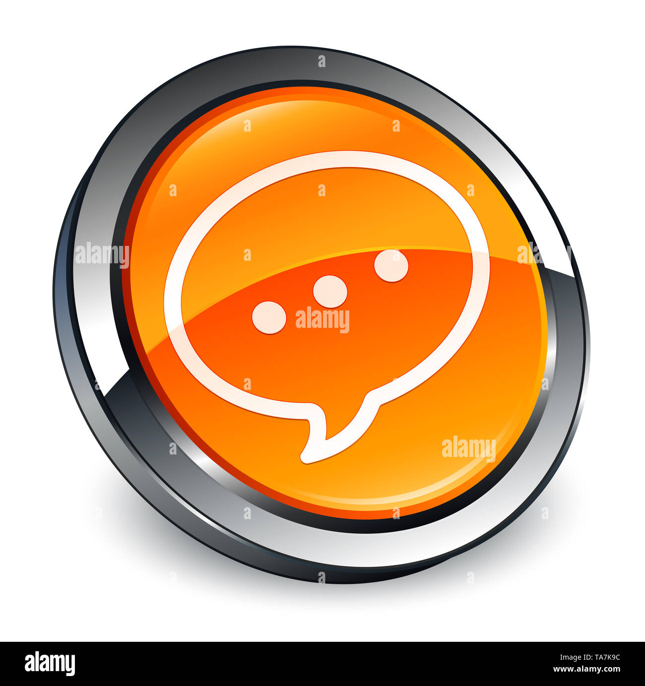 Talk bubble icon isolated on 3d orange round button abstract ...