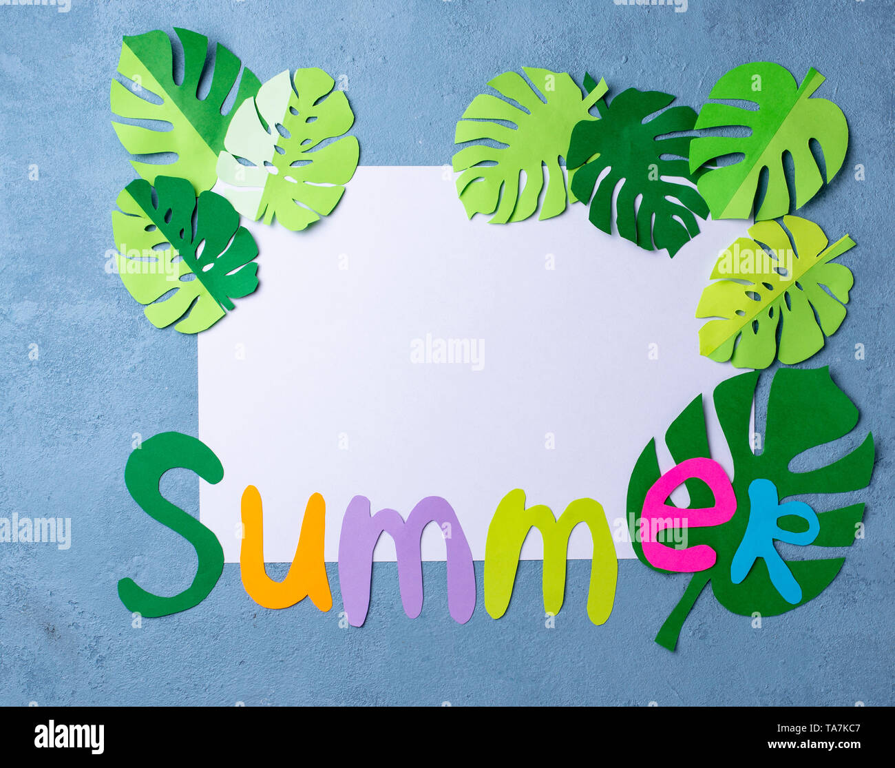 Summer background with monstera leaves Stock Photo - Alamy
