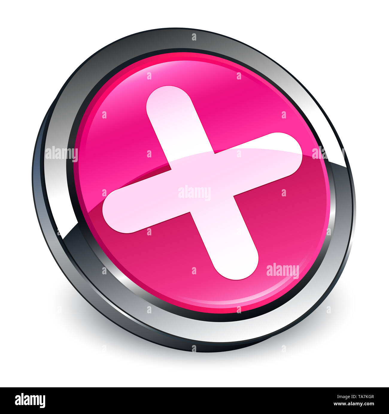 Plus icon isolated on 3d pink round button abstract illustration Stock ...